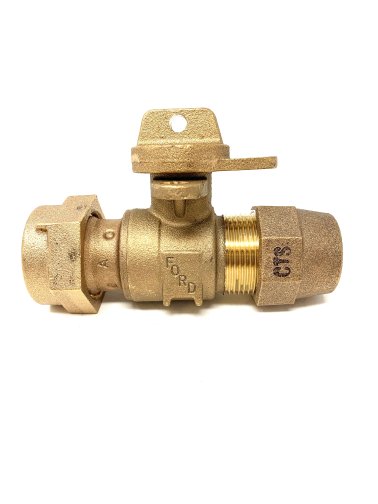 FORD BRASS CURB STOP 3/4" #B43-232W-G-NL CTS X METER SWIVEL