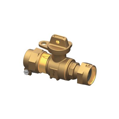 FORD BRASS CURB STOP 1" X 3/4" #B73-342W-NL PVC X METER SWIVEL