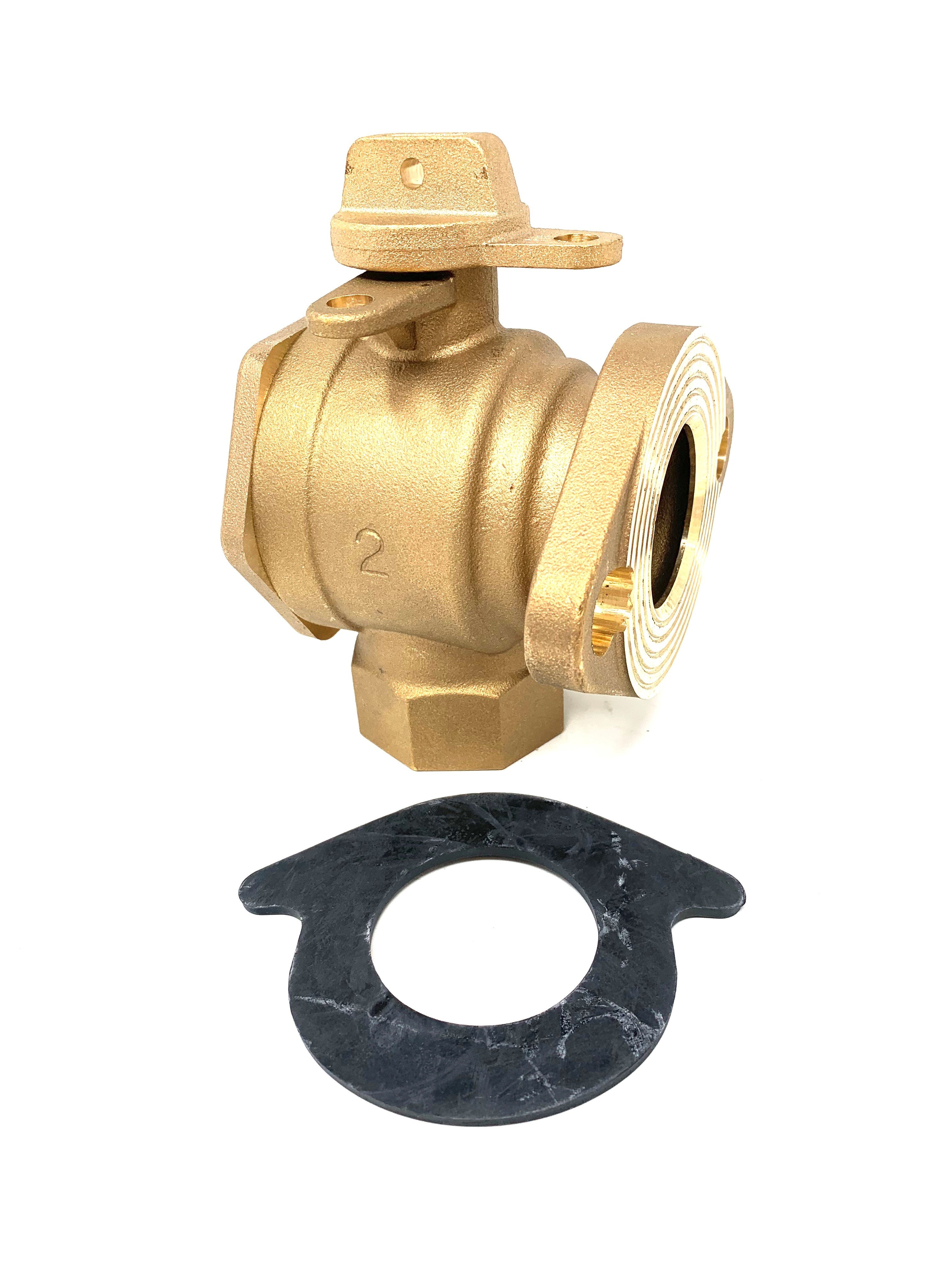 FORD BRASS ANGLE CURB STOP 2" #BFA13-777W-NL FIPT X METER FLANGE